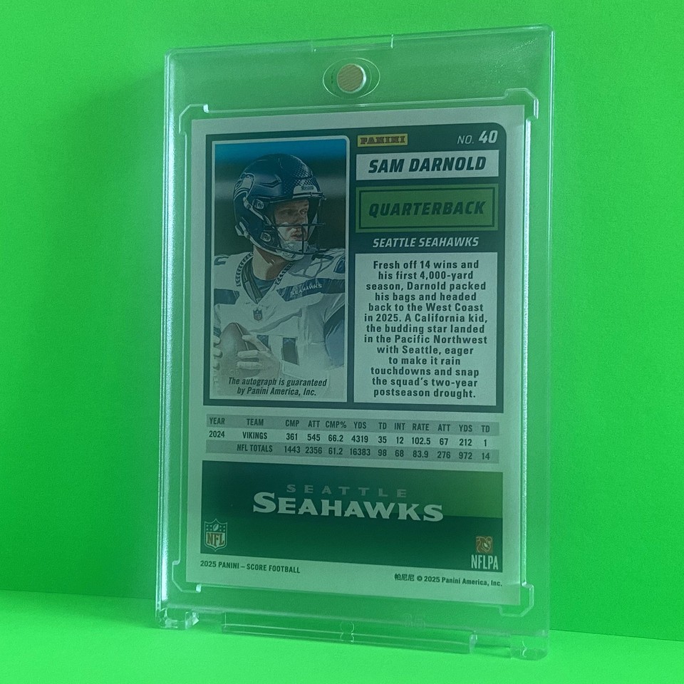 2025 Panini Score Football SAM DARNOLD Auto Autograph NFL Seahawks #40 ...