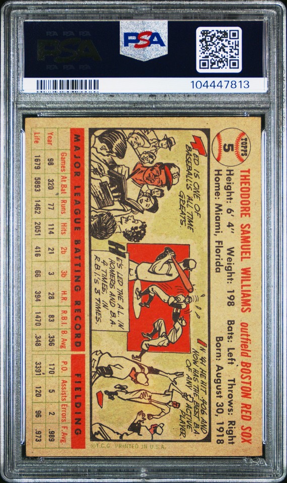 1956 TOPPS GRAY BACK #5 TED WILLIAMS PSA 5 | eBay