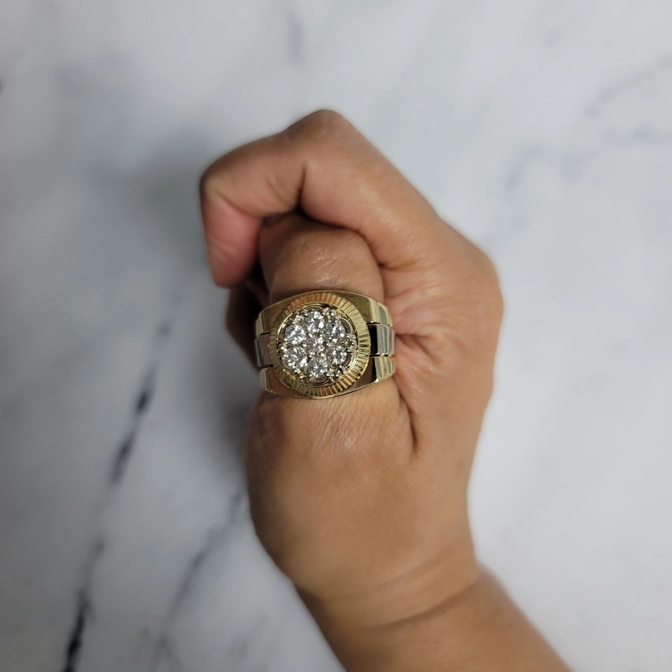 Diamond Presidential Style Cluster Mens Ring | eBay