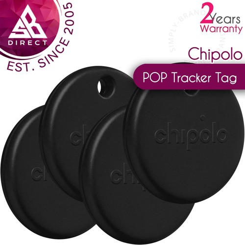 Chipolo POP Bluetooth Tracker 4-Pack Black Loud Finder Apple Google Compatible | eBay