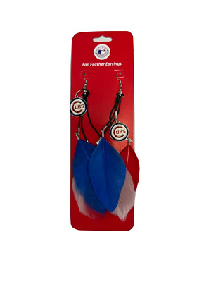 Chicago Cubs MLB Dangle Fan Feather Earrings Team Colors | eBay