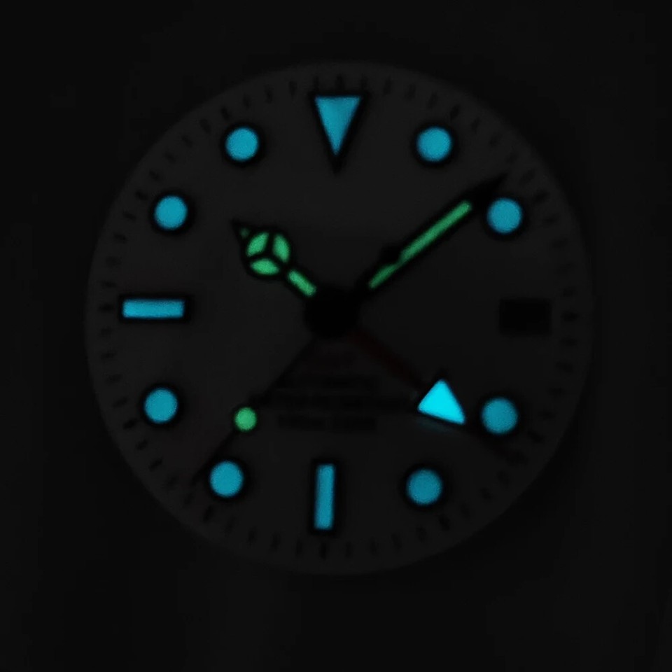 NH34 NH34A Movement GMT 28.5Mm White Black Sterile Watch GMT Mark Dial ...