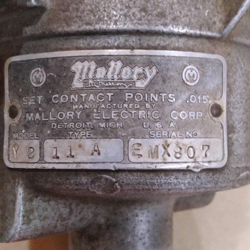 Mallory Vintage Distributor FORD 4 Cyl Model A B Y2 11A W/cap YC YL ...