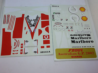 Adhesives Stickers Bbr Decals DEC42 B IN Ferrari F2001 1:18 Winner Aus ...