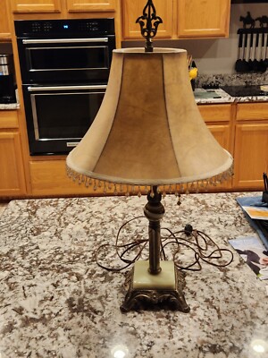 Antique Leviton Jade Lamp with Original Jade Tassled Lamp Shade ...