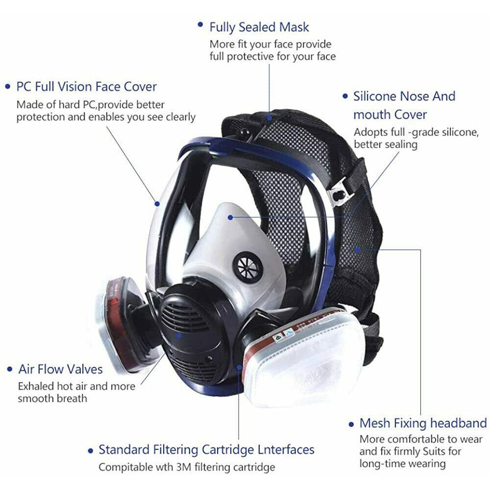 15 in 1 Full Face Gas Mask Facepiece Filter Respirator Set Painting For ...
