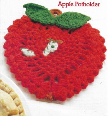 APPLE POTHOLDER & WORM KITCHEN DECOR DIGEST SIZE CROCHET PATTERN ...