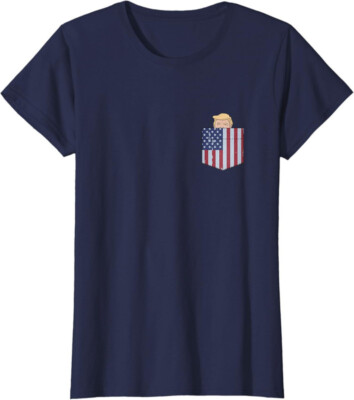 Trump In Your Bag Funny Trump 24 Peeking Flag Pocket Ladies' Crewneck T ...