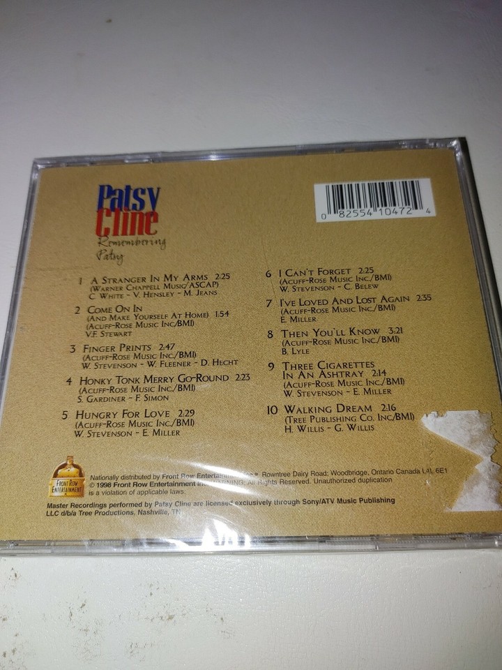 Patsy Cline - Remembering Patsy - (CD 1998 Front Row Entertainment 1047-2) | eBay