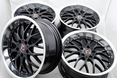 Set of 4 New 18x8 DDR R6 18" Wheels Rims Black Polished Lip 5x114.3 ...