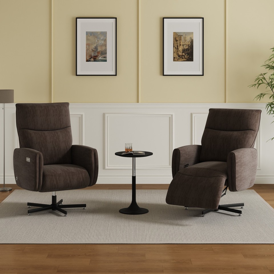 Power Swivel Electric Recliner USB-C 360° Velvet Chair | eBay
