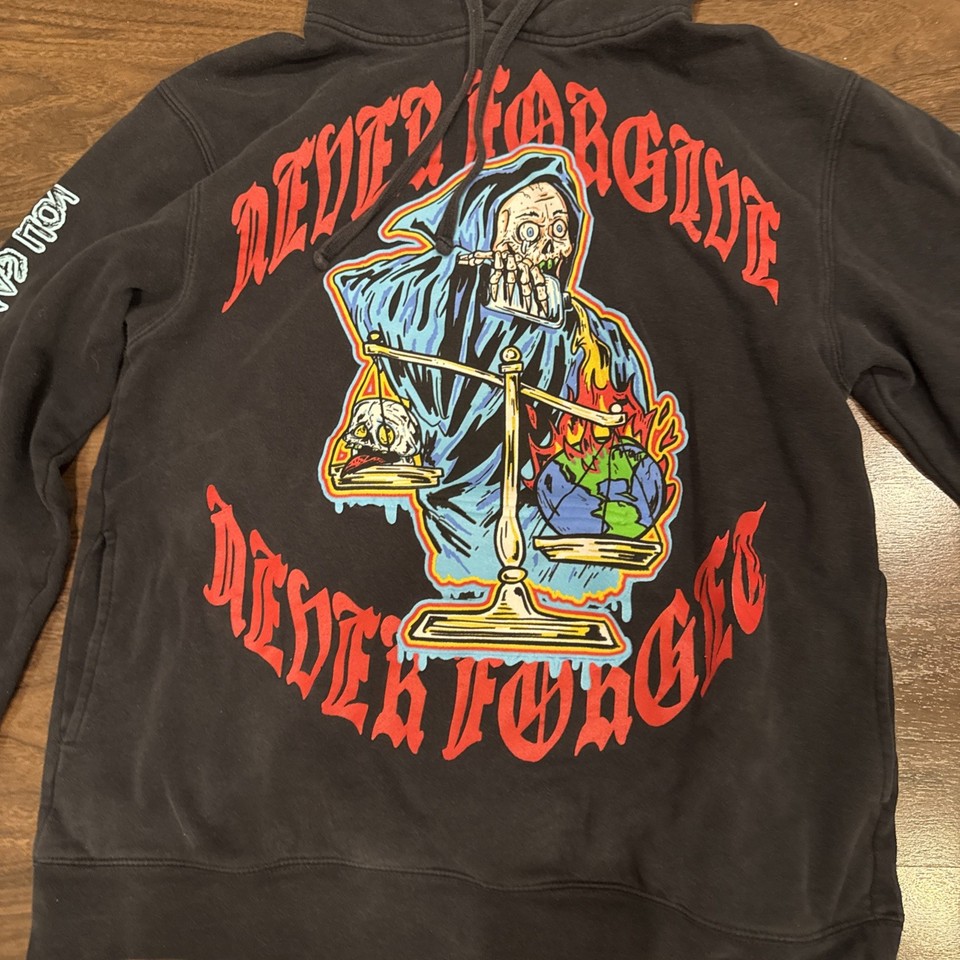 Broken Promises Graphic Hoodie Black Medium Punk Grunge Emo Skull ...
