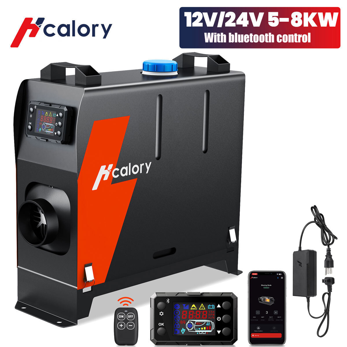 Hcalory 8KW 110V AC Diesel Air Heater W/ Bluetooth LCD RV Car SUV ...