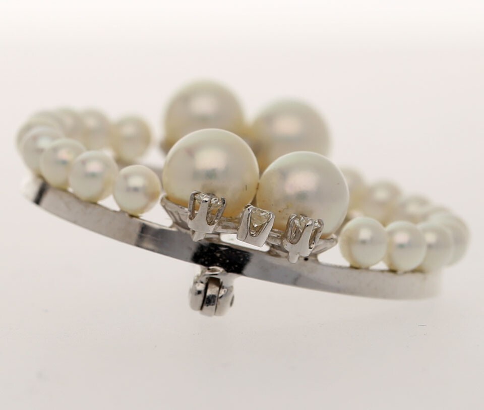 Vintage Diamond Pearl Circle Pin .32CT 14K WG 1 ⅝” long | eBay