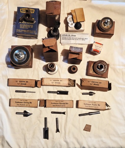 Lot of Antique Craftsman Router Bits and Accessories Most in Original ...