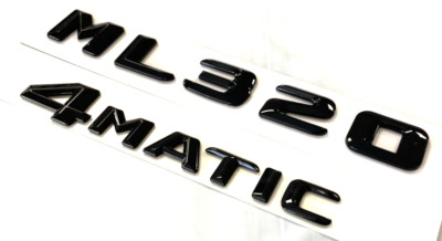 2X GLOSS BLACK ML320+4MATIC FOR MERCEDES ML320 REAR TRUNK EMBLEM BADGE ...