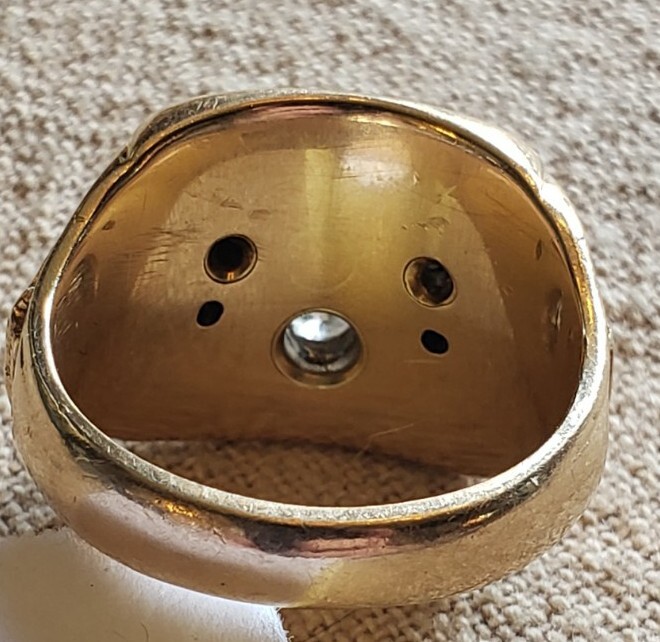 Vintage Estate 14K Yellow Gold and Diamond Masonic Shriner Ring *see ...