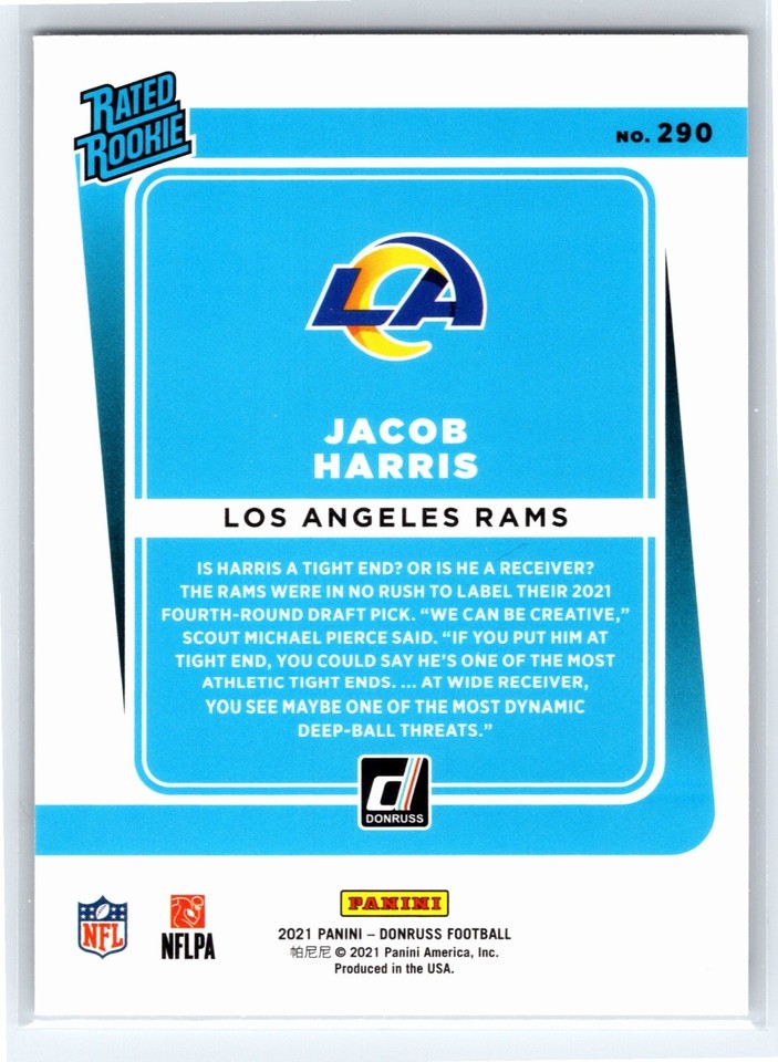 2021 Donruss Football Rated Rookie RC Jacob Harris Los Angeles Rams ...