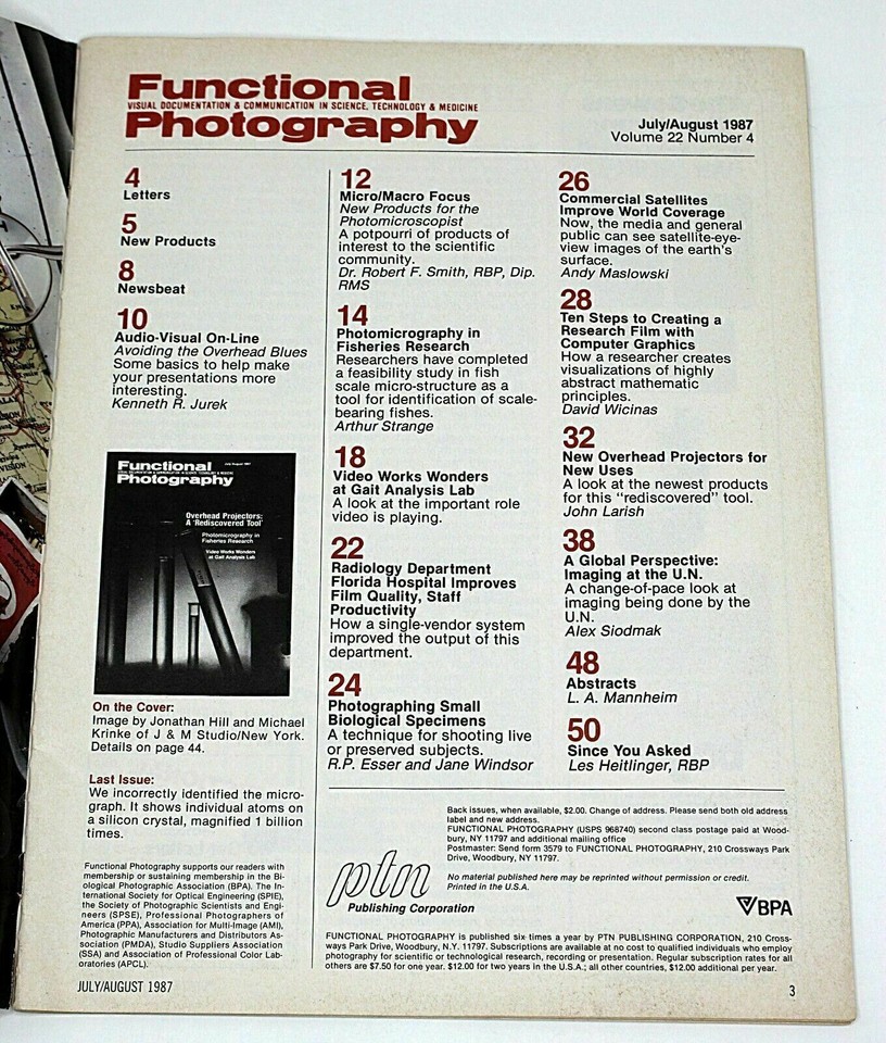 FUNCTIONAL PHOTOGRAPHY: in Science, Technology & Medicine July/Aug 1987 ...