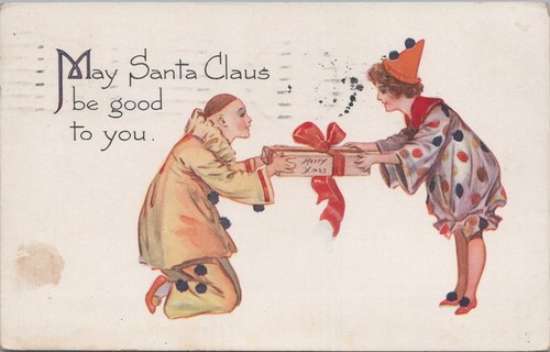 Christmas Postcard May Santa Claus Be Good To You Clowns | eBay