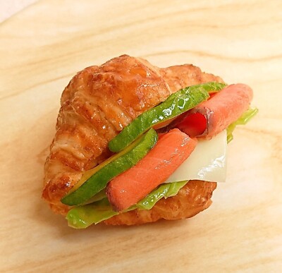 Food Sample Croissant Salmon Avocado Fake Food Vinyl Resin Handmade NEW ...