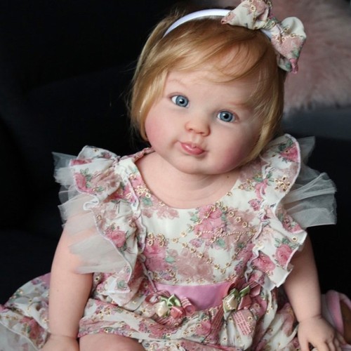 28inch Cute Reborn Baby Doll Lifelike Toddler Girl Cloth Body Rooted ...