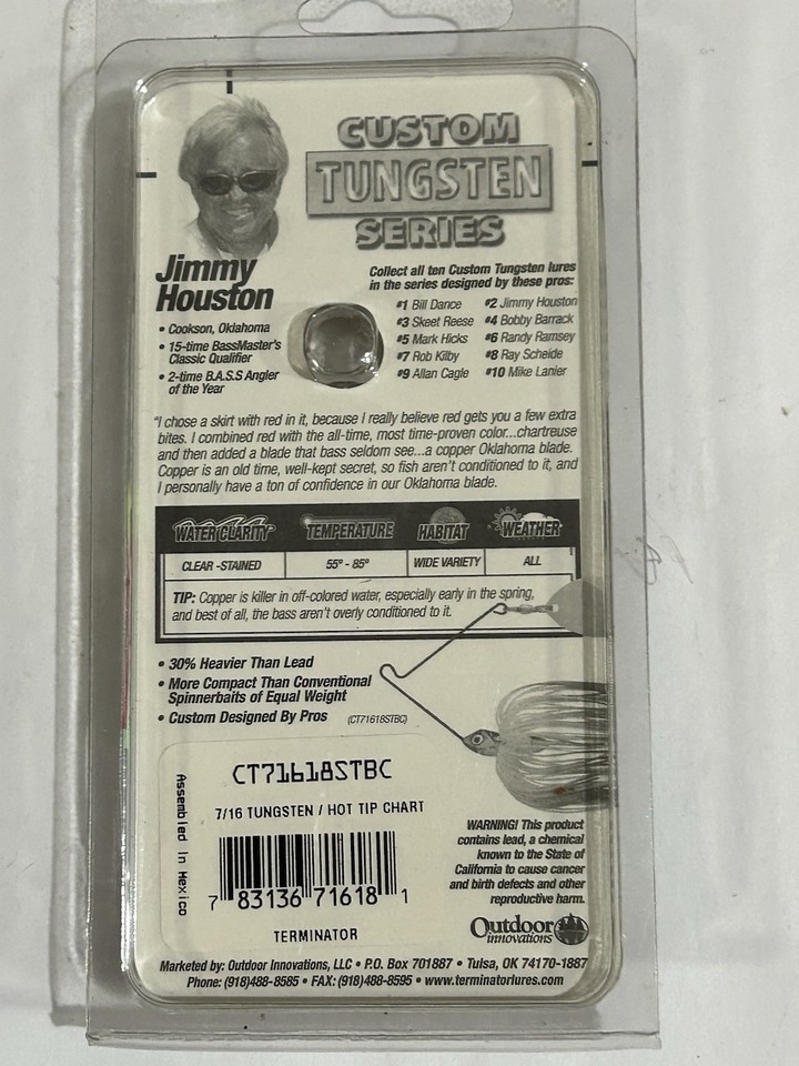 JIMMY HOUSTON MODEL DISCONTINUED 7/16OZ. TERMINATOR CUSTOM TUNGSTEN ...