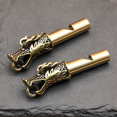 1X Brass Chinese Dragon Whistle Key Chain Pendant Outdoor Whistle Key ...