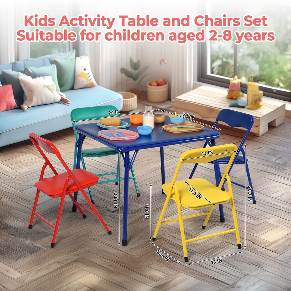 Kids Table and 4 Chairs Set, Folding Activity Table USA Free Shipping ...