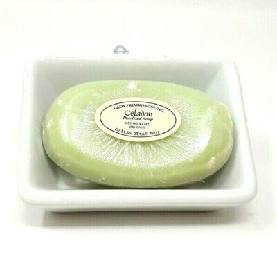 Lady Primrose Celadon Pearlized Bar Soap in Soap Dish | eBay