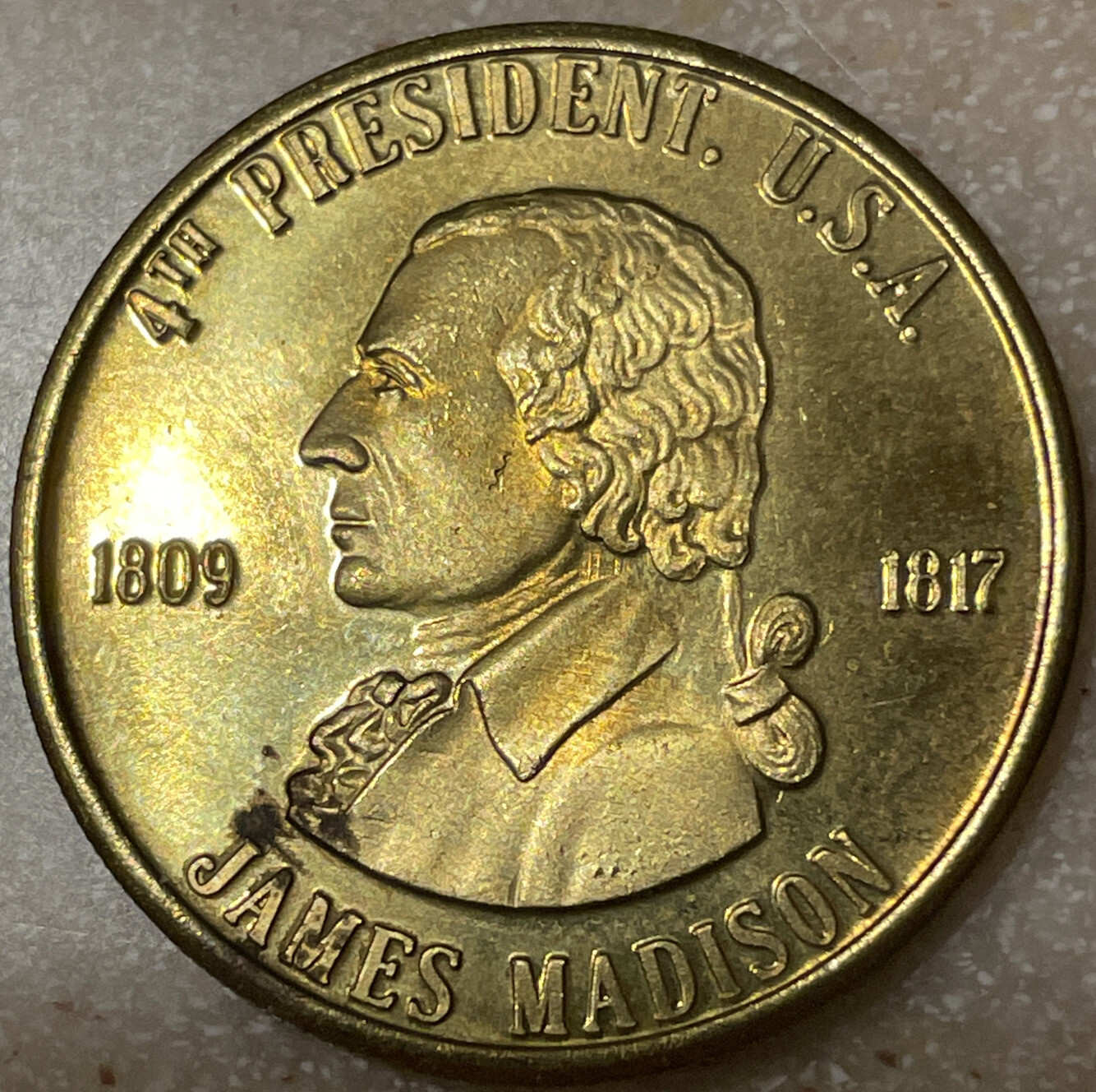 James Madison 4th President Brass Coin Father of the Constitution Token ...
