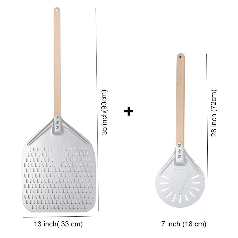 Perforated Pizza Peel with Turning Pizza Peel Wood Handle Pizza Baking ...