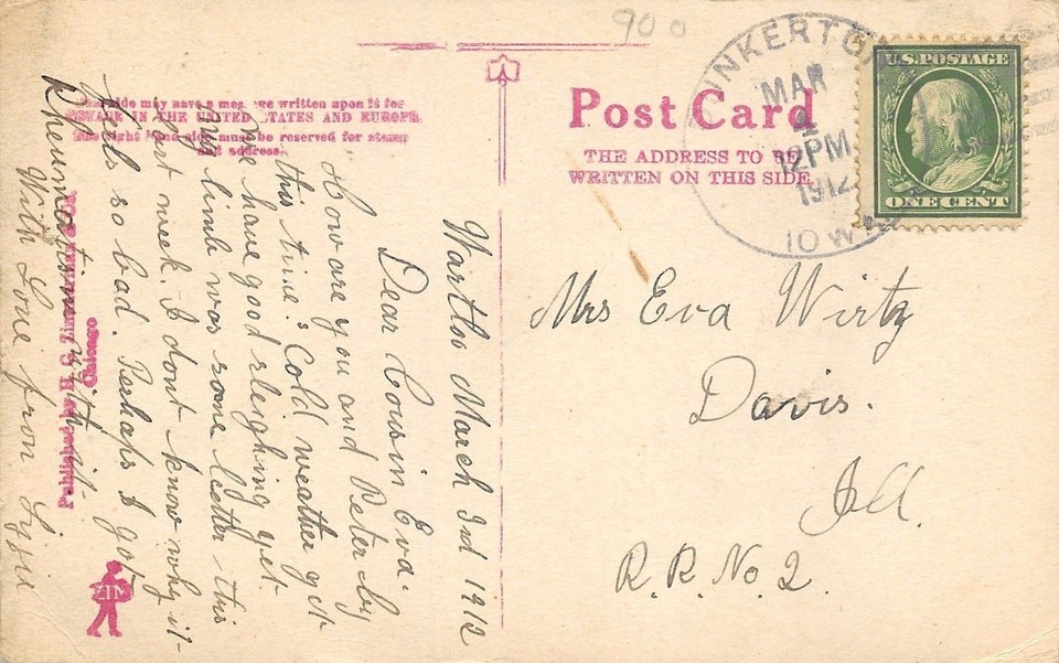 Dunkerton Iowa~Evangelical Church Neighborhood~After Snowfall 1912 ZIM ...