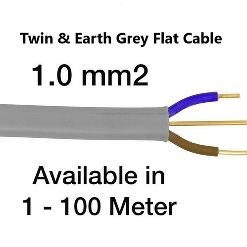 Grey Flat Cable 1 mm Cable 1 mm Twin Cable & 1 mm Twin & Earth Electric ...