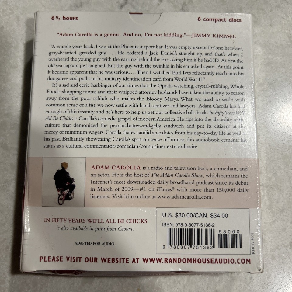 Adam Carolla CD Audio Book Compact Disc In Fifty Years We'll All Be ...