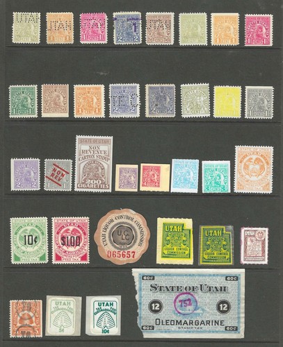 Lot of (34) US State of UTAH UT Revenue Stamps MINT HIGH CAT NICE LOOK ...