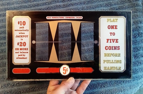 Vintage BALLYS Casino Las Vegas Slot Machine Glass Nickle Slot Payout ...