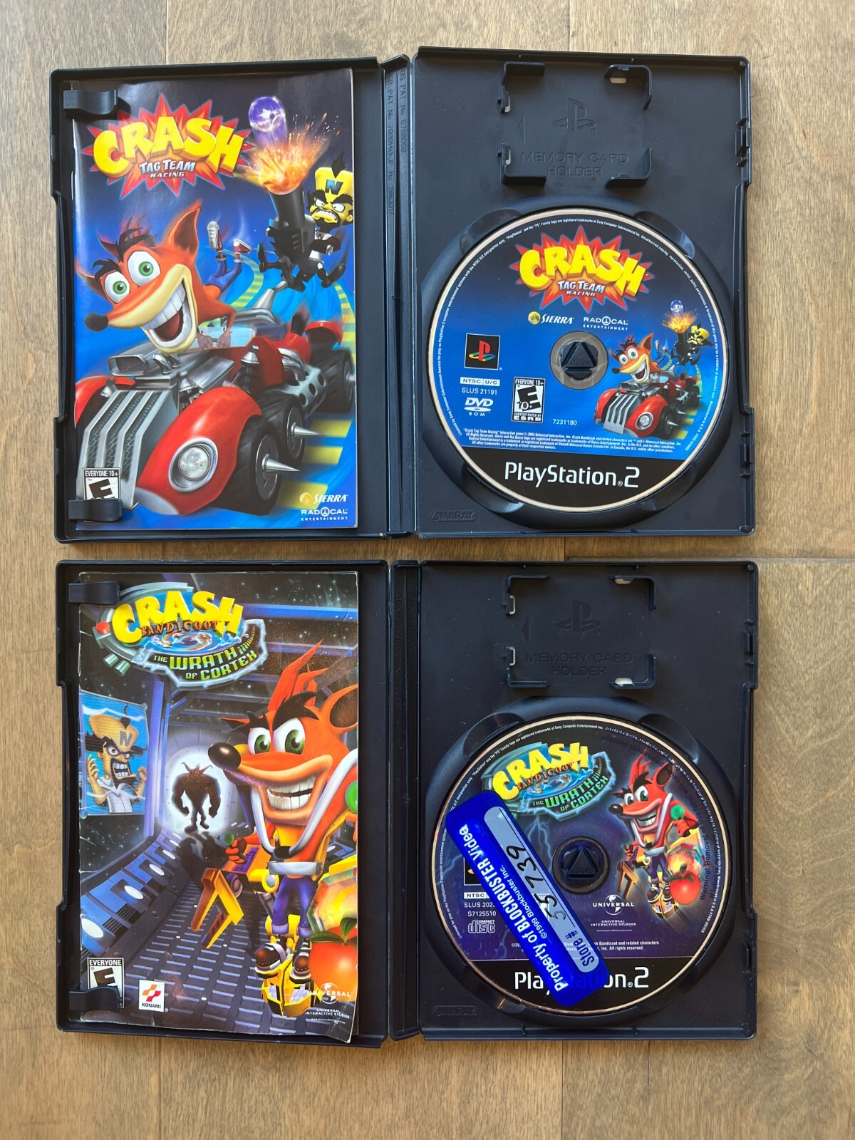 Lot of 2 Crash Bandicoot PS2 Games Tag Team Racing + Wrath of Cortex ...
