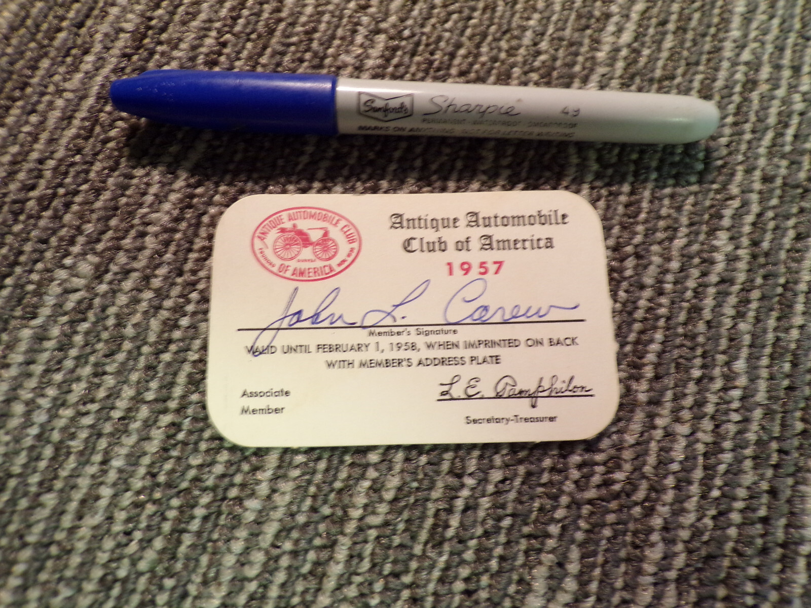 Vtg 1957 Antique Automobile Car/Auto Club of America Membership Card | eBay