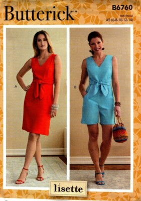 Butterick Sewing Pattern 6760 B6760 Womens Lisette Dress Jumpsuit Size ...