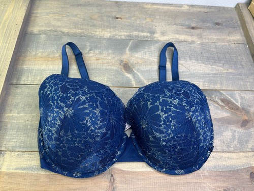 Victorias Secret Bra Blue Floral Lace 38DDD Padded embroidered | eBay