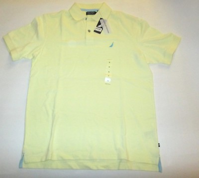 Nautica men's short sleeve striped polo shirt light yellow and white sz ...