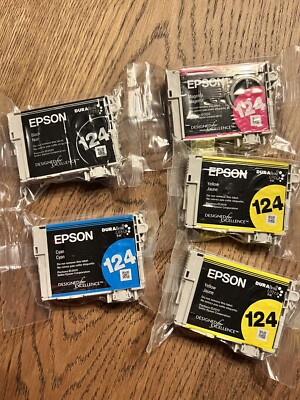 New Genuine Epson 124 5 Pack Ink Black Blue Red 2 Yellow | eBay