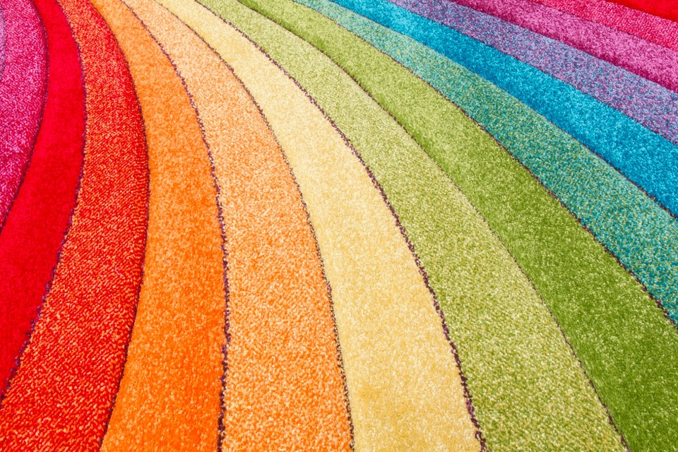 Funky Bright Rainbow Rugs Modern Multi Coloured Thick Runner Large Rug ...