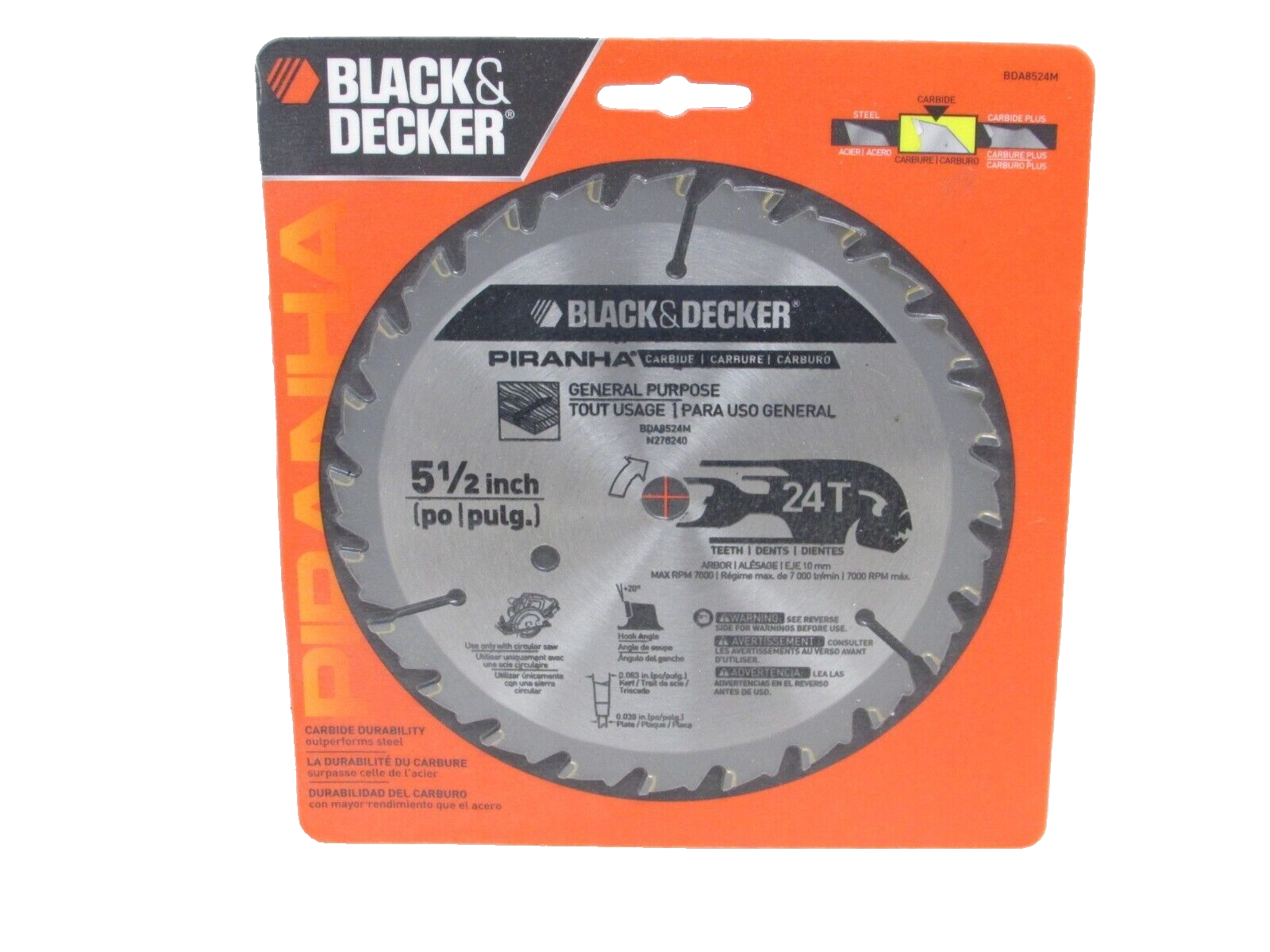 NEW! BLACK & DECKER PIRANHA 5-1/2" CIRCULAR SAW BLADE, 24 CARBIDE ...