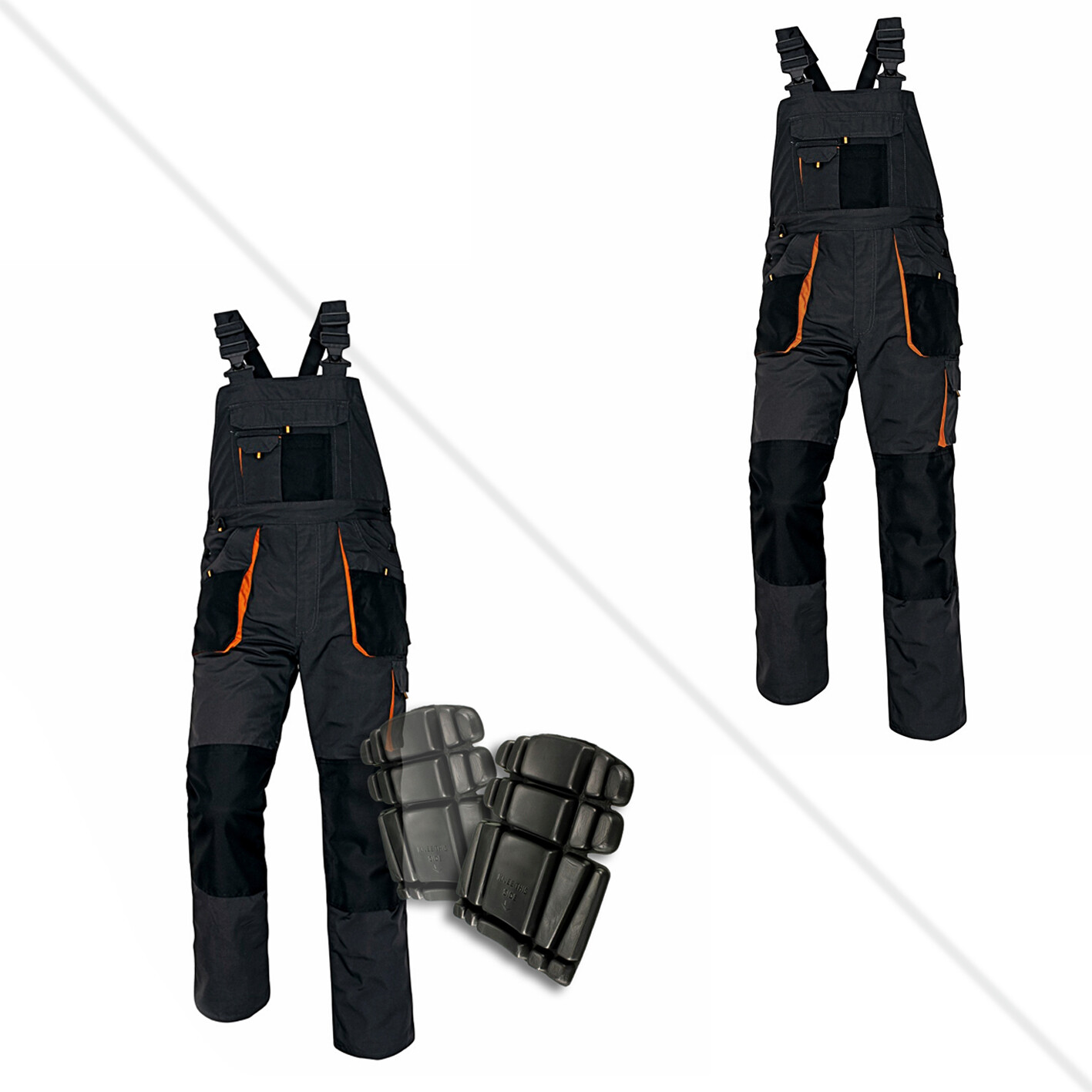 WORK TROUSERS Bib & Brace Overalls Heavy Duty Dungarees KNEE PADS and ...