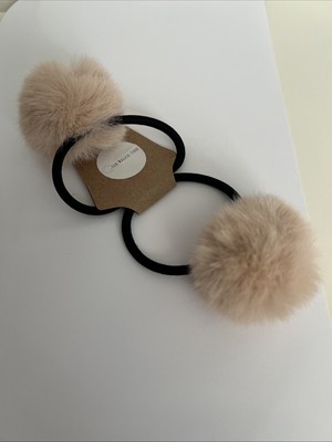 Pom Hair Ties Pompom Fur Ball Elastic Hair Band Ponytail Girl Women Set ...