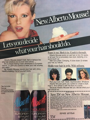 1984 Alberto Mousse European Styling Foam Hair Care Vintage Print Ad | eBay