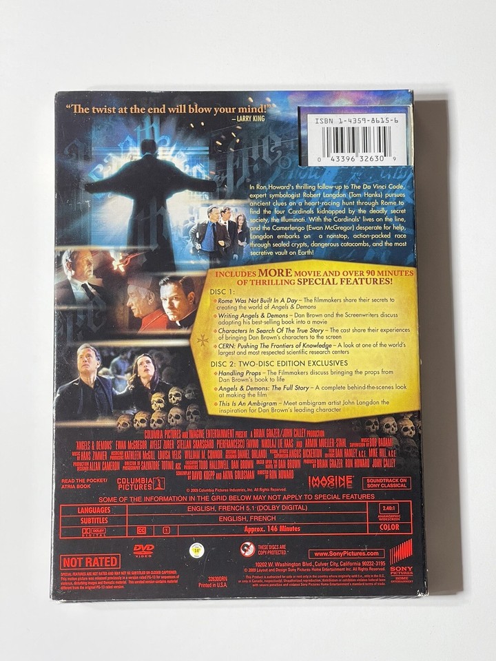 Angels Demons (DVD, 2009, 2-Disc Set, Extended Edition) BRAND NEW Tom ...