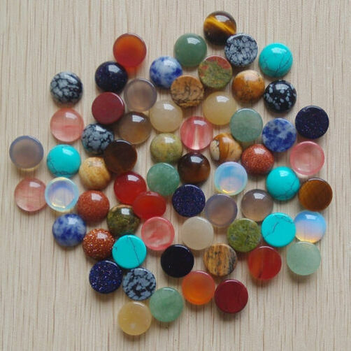 50pcs 12mm Natural Gemstone Mixed Round CAB CABOCHON DIY for Jewelry ...